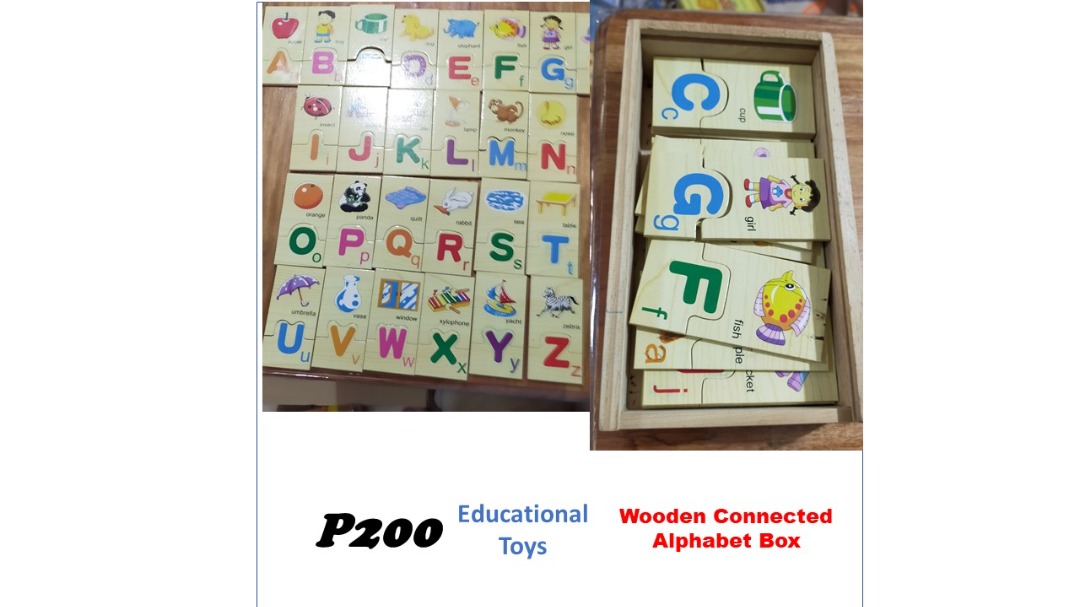 Wooden Connected Alphabet Box on Carousell