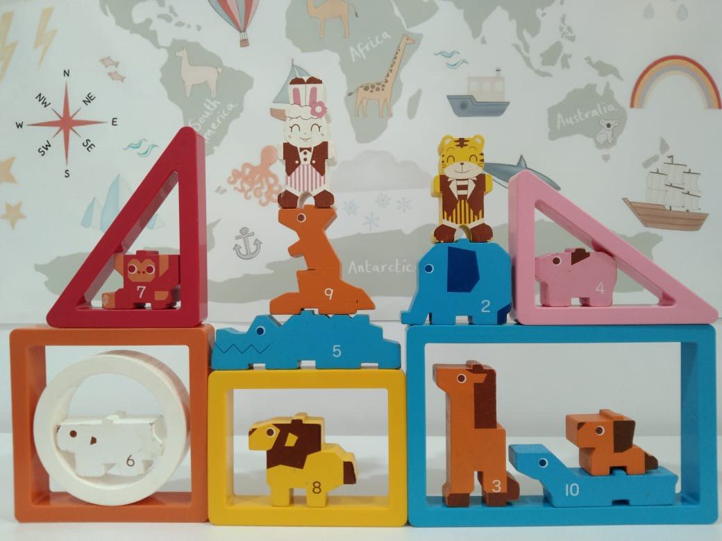 Wooden Zoo Animal Creative Building Blocks, Hobbies & Toys, Toys ...