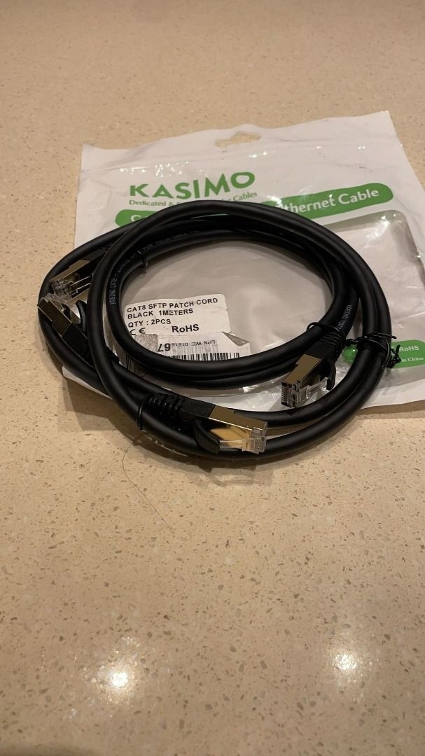 1528) KASIMO CAT 8 ETHERNET CABLE 1M, ROUND NETWORK FASTER ETHERNET LAN ...