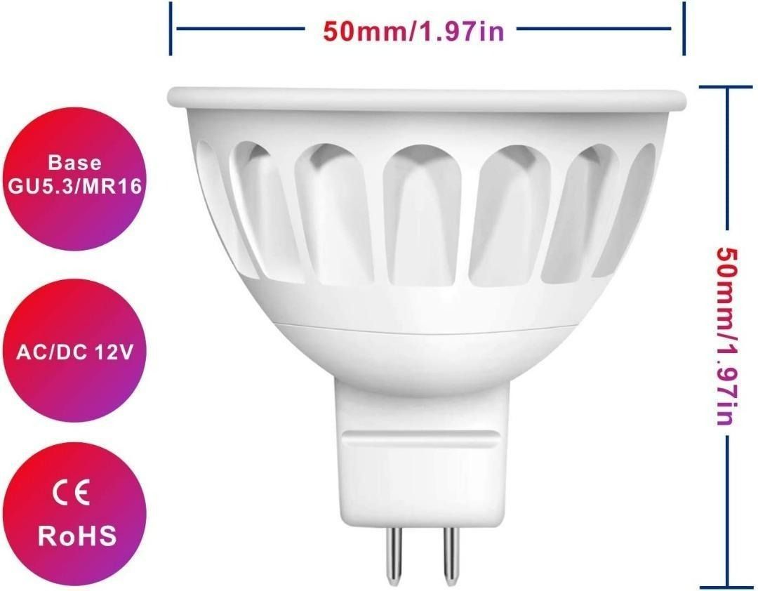 1529) Boxlood MR16 LED Bulbs, 12 Volt, GU5.3 Bi-Pin Base, 36-Degree, 5-Watt (50-Watt Equivalent ...