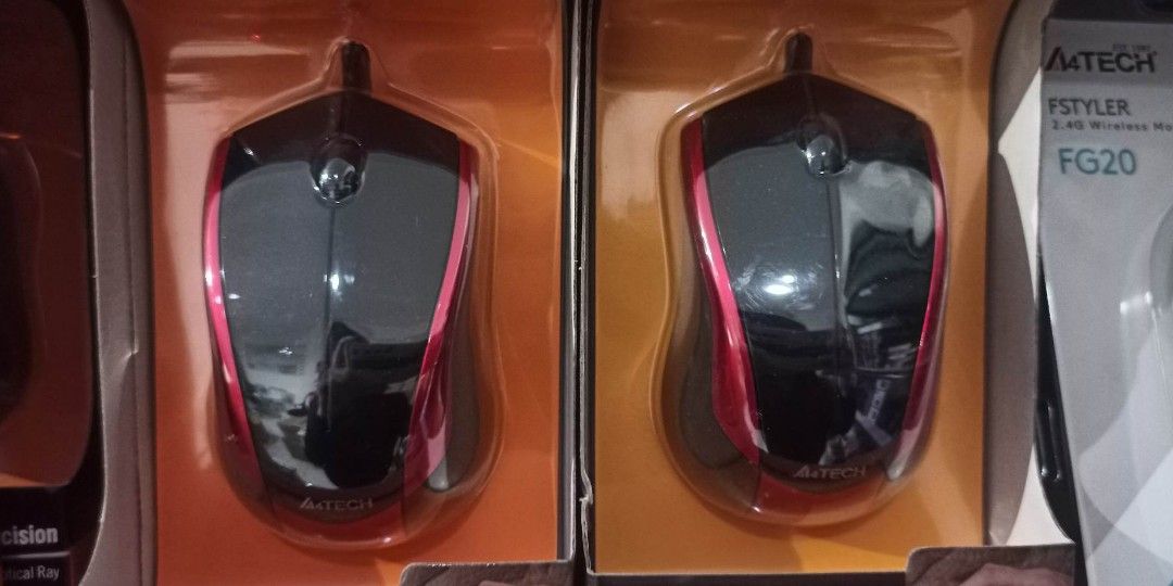 A4Tech N-400-2 V Track USB Wired Mouse Red Black, Computers & Tech ...