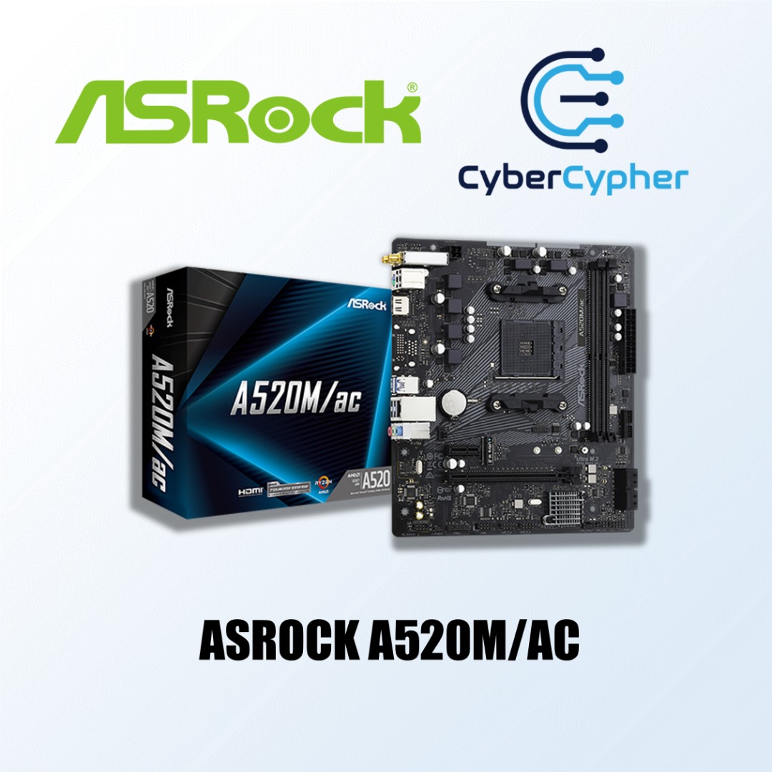 ASRock A520M/AC AM4 AMD Motherboard, Computers & Tech, Parts ...