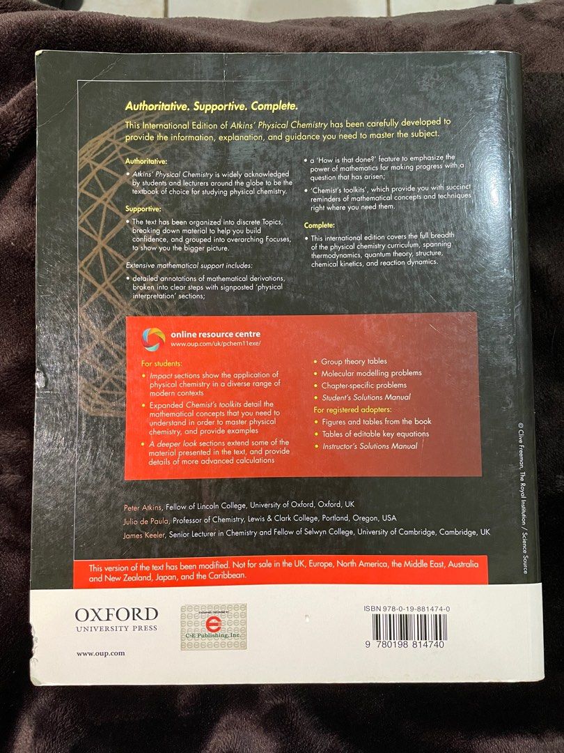 ATKINS’ PHYSICAL CHEMISTRY INTERNATIONAL EDITION, Hobbies & Toys, Books ...