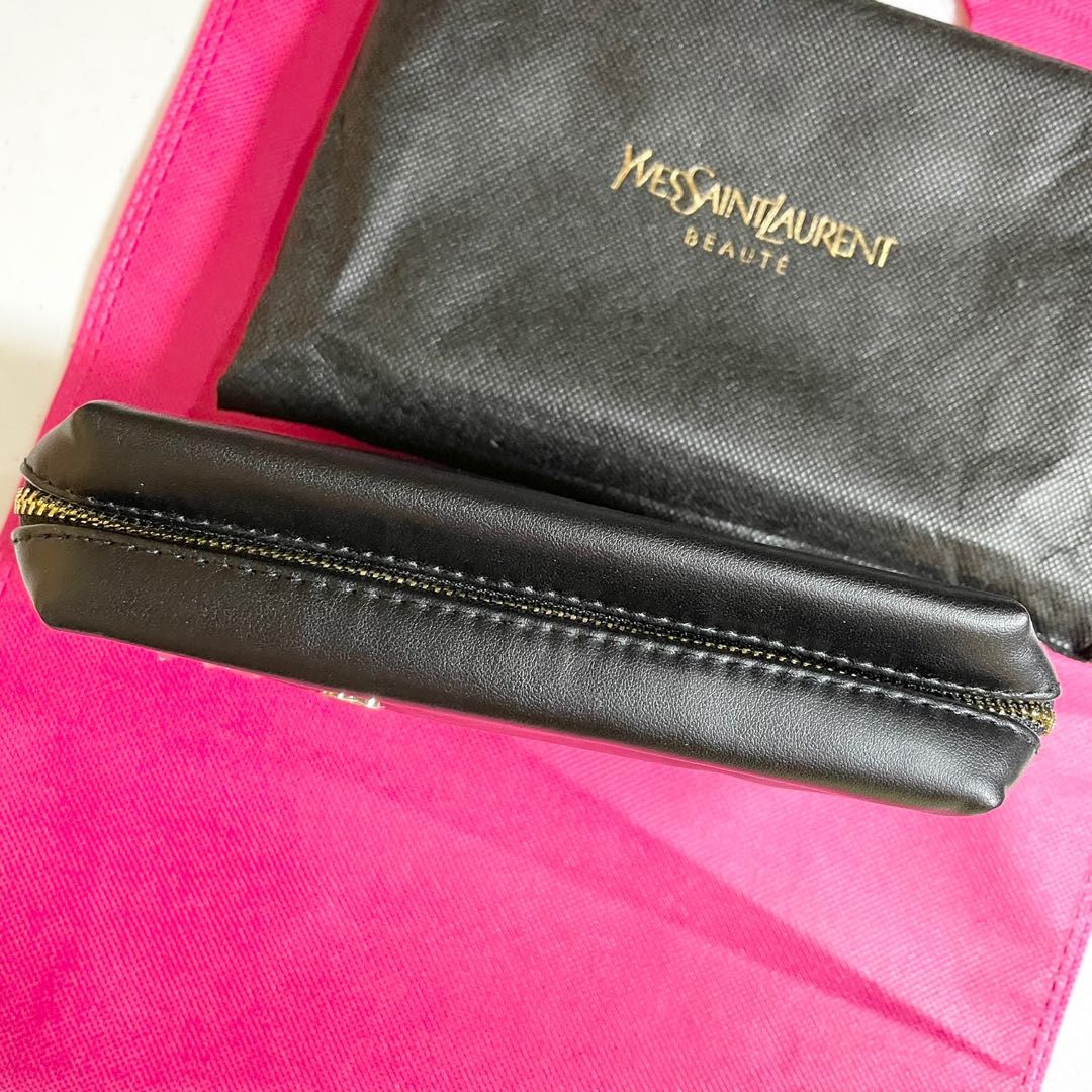 AUTHENTIC medium size Ysl black trousse makeup bag pouch, Beauty ...