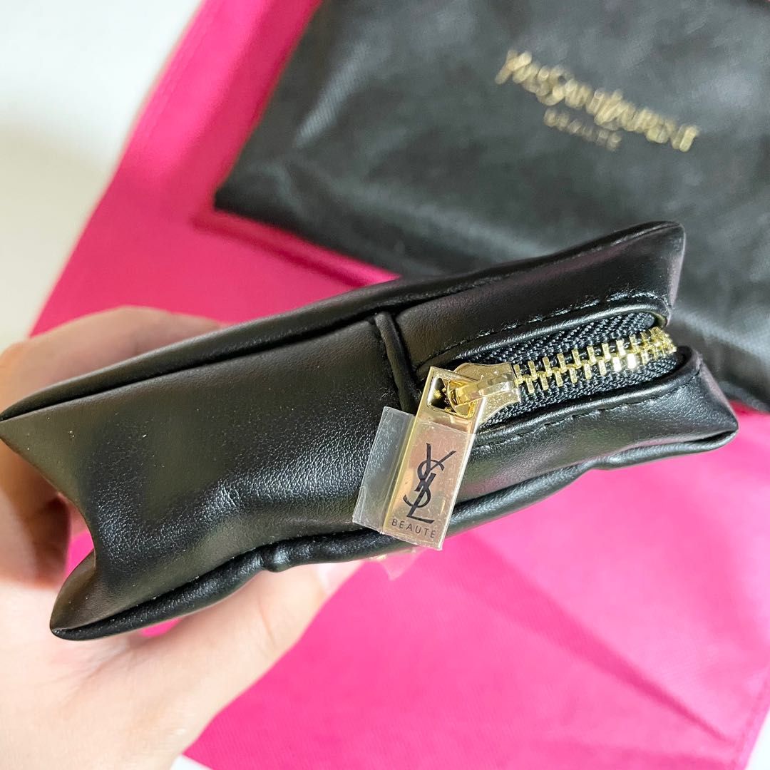 AUTHENTIC medium size Ysl black trousse makeup bag pouch, Beauty ...