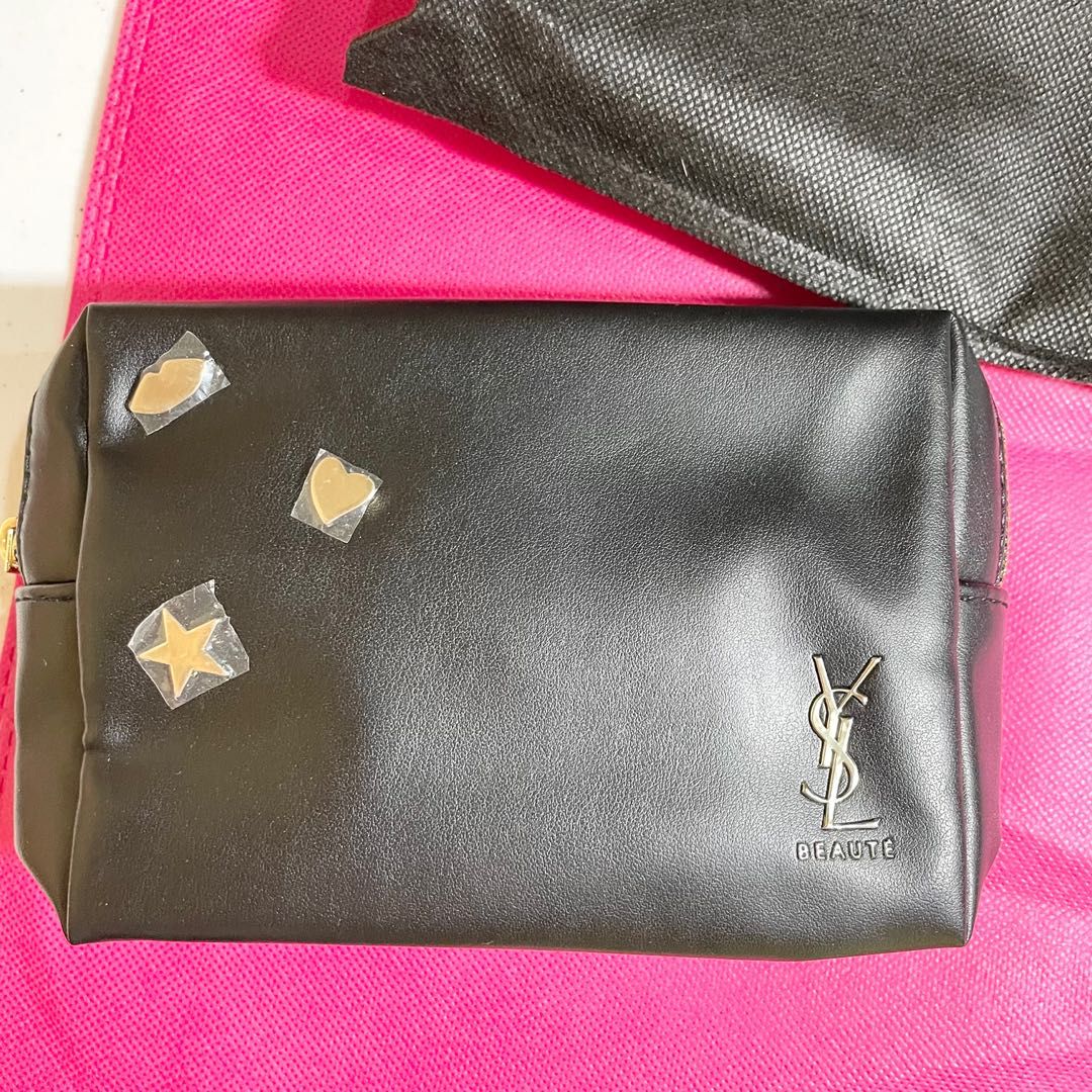 AUTHENTIC medium size Ysl black trousse makeup bag pouch, Beauty ...