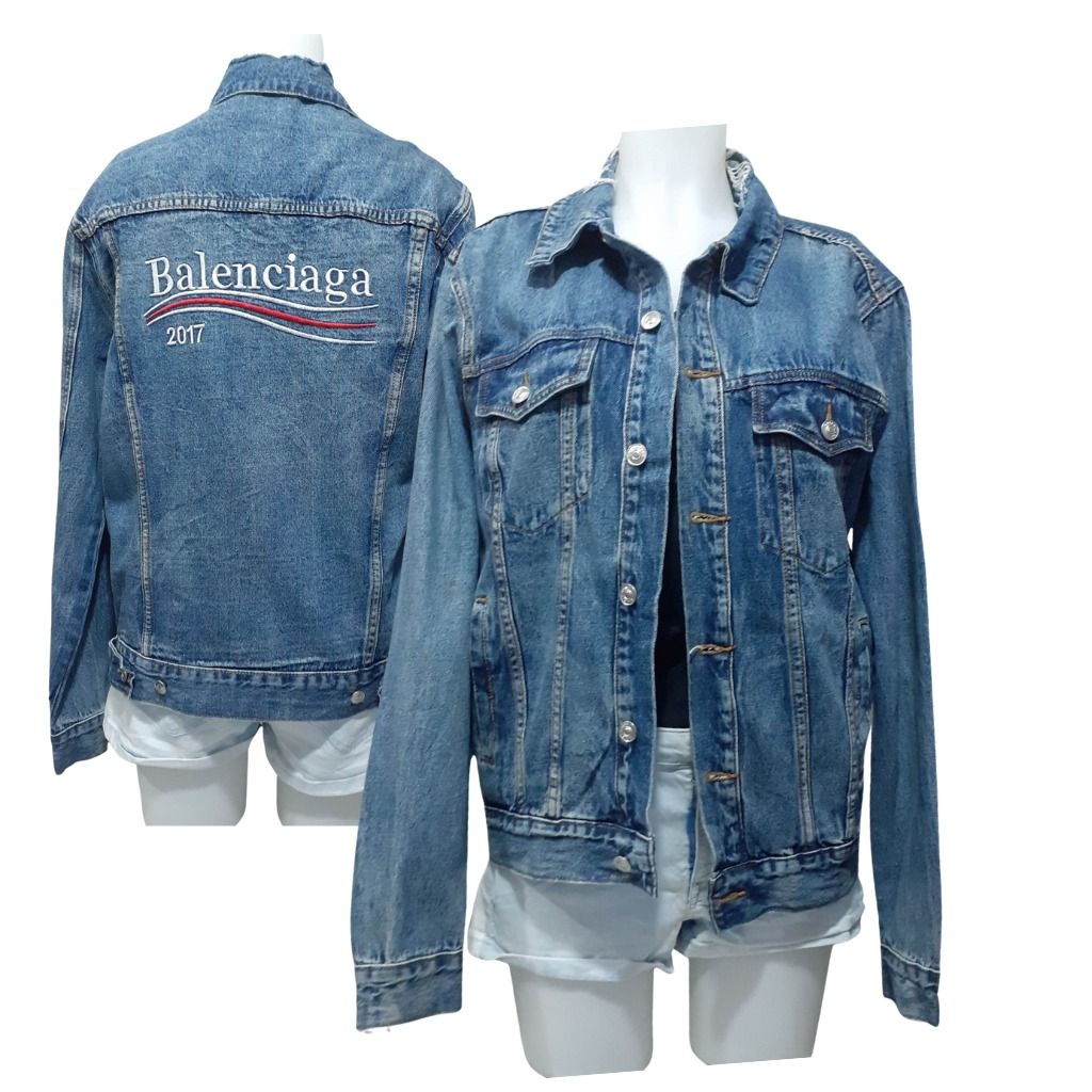 Balenciaga Denim Jacket Tattered neckline, Women's Fashion, Coats ...