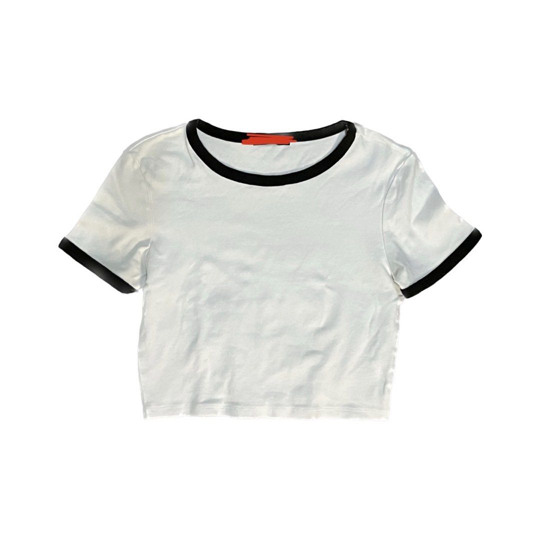 BLACK AND WHITE RINGER CROP TOP, Women's Fashion, Tops, Shirts on Carousell