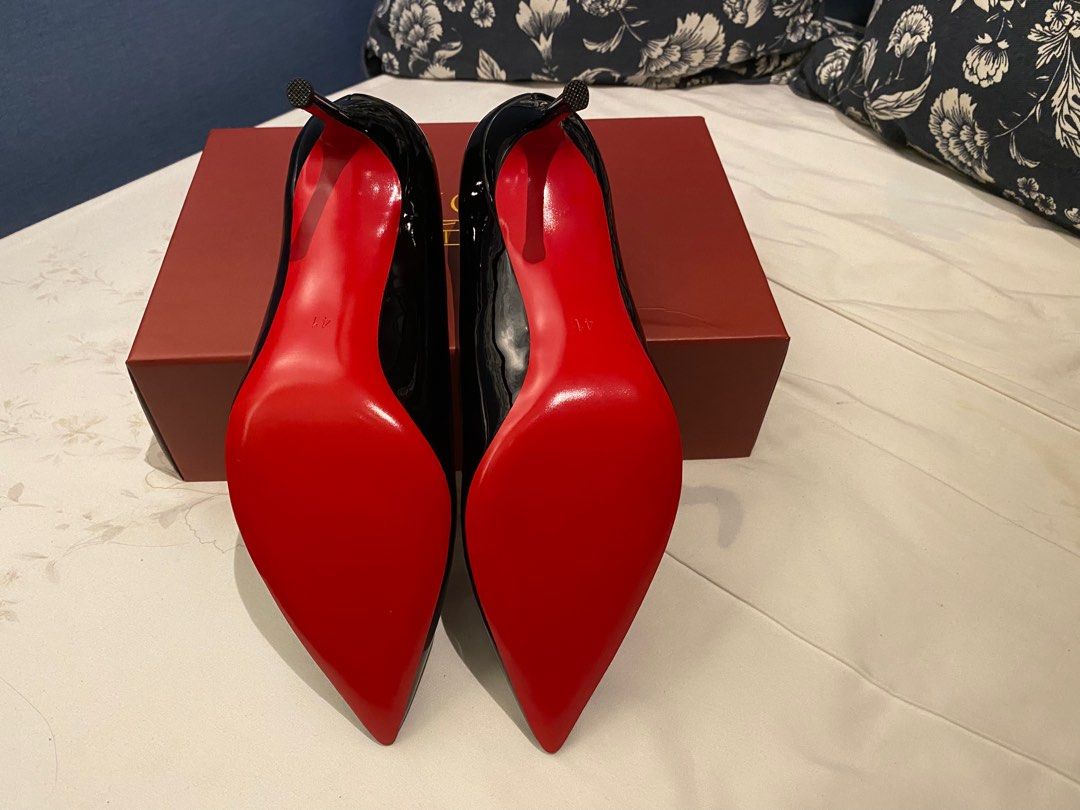 Black patent 8cm heels with red sole, Women's Fashion, Footwear, Heels ...