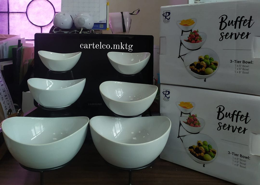 BUFFET SERVER 3 TIER BOWL SNACK BOWL SERVICE, NACHOS SNACK TRAY BOWL on ...