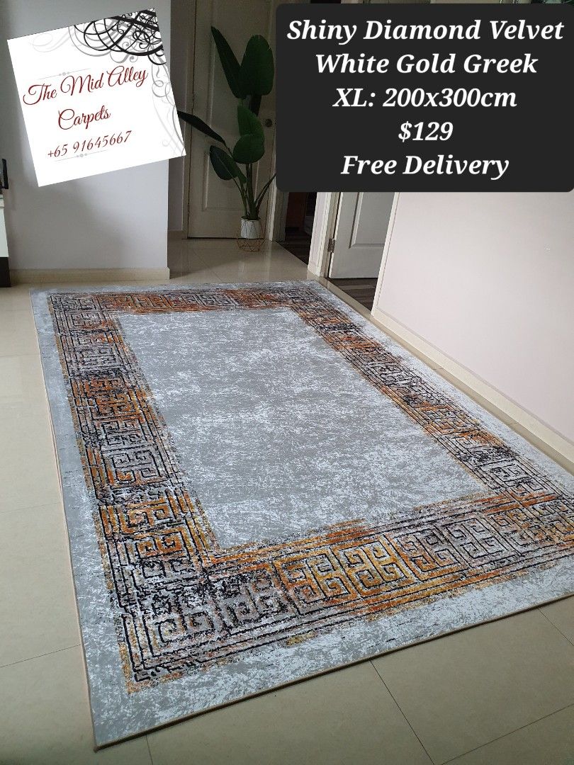 Carpet 2x3m Shiny White Gold Greek - Free Delivery, Furniture & Home Living, Home Decor, Carpets ...
