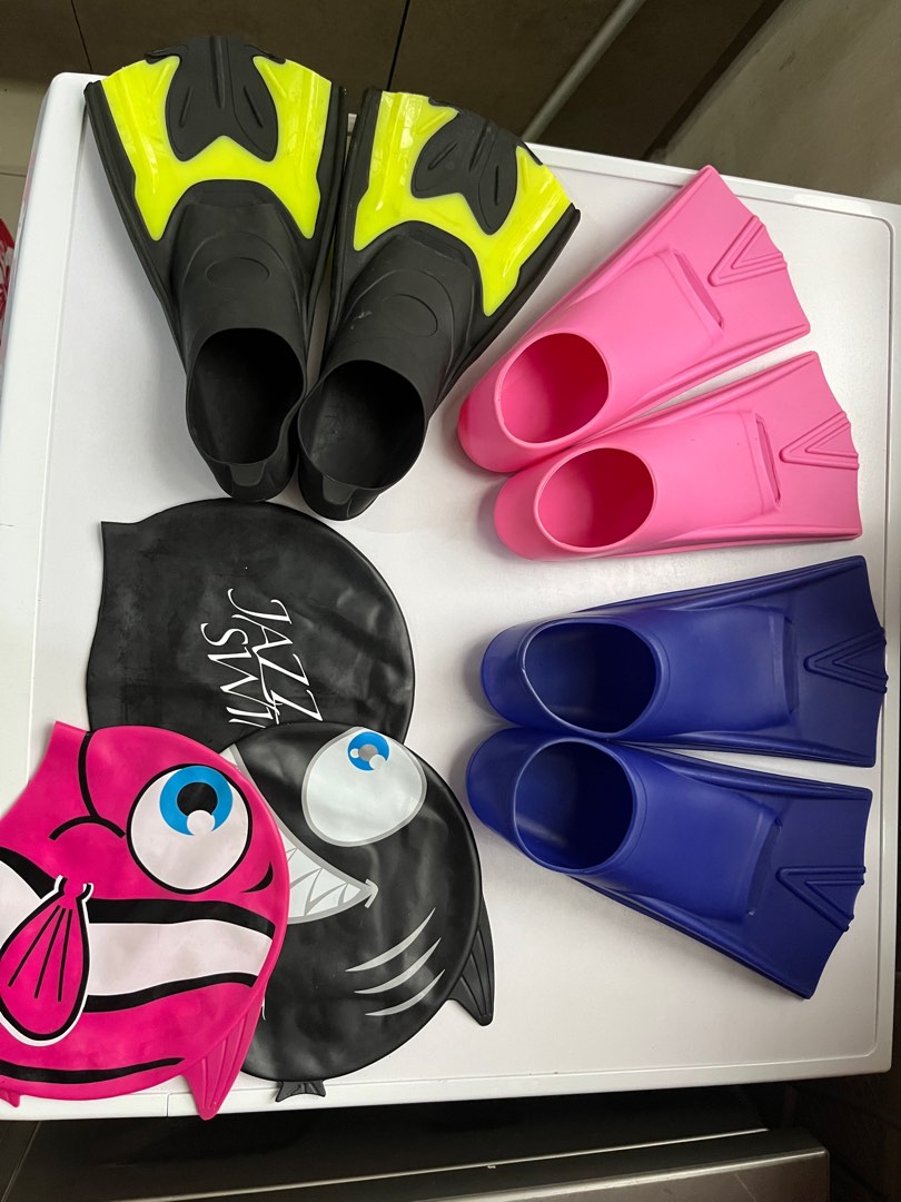 Children Swimming Flippers & caps, Sports Equipment, Sports & Games ...