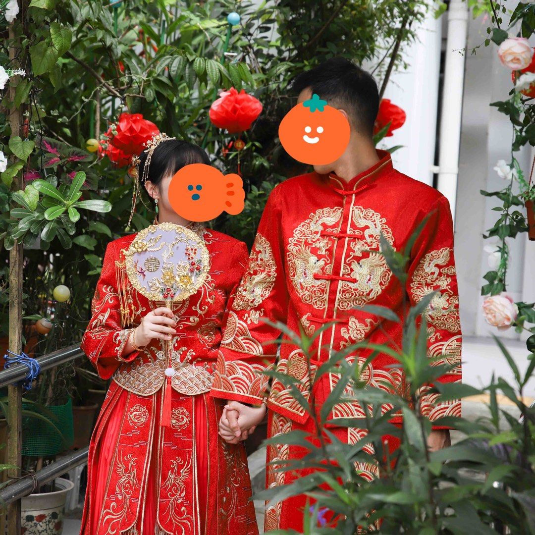 Chinese Wedding Traditional Gown Kua Xiu He Fu 秀禾服 Couple Set, Women's ...