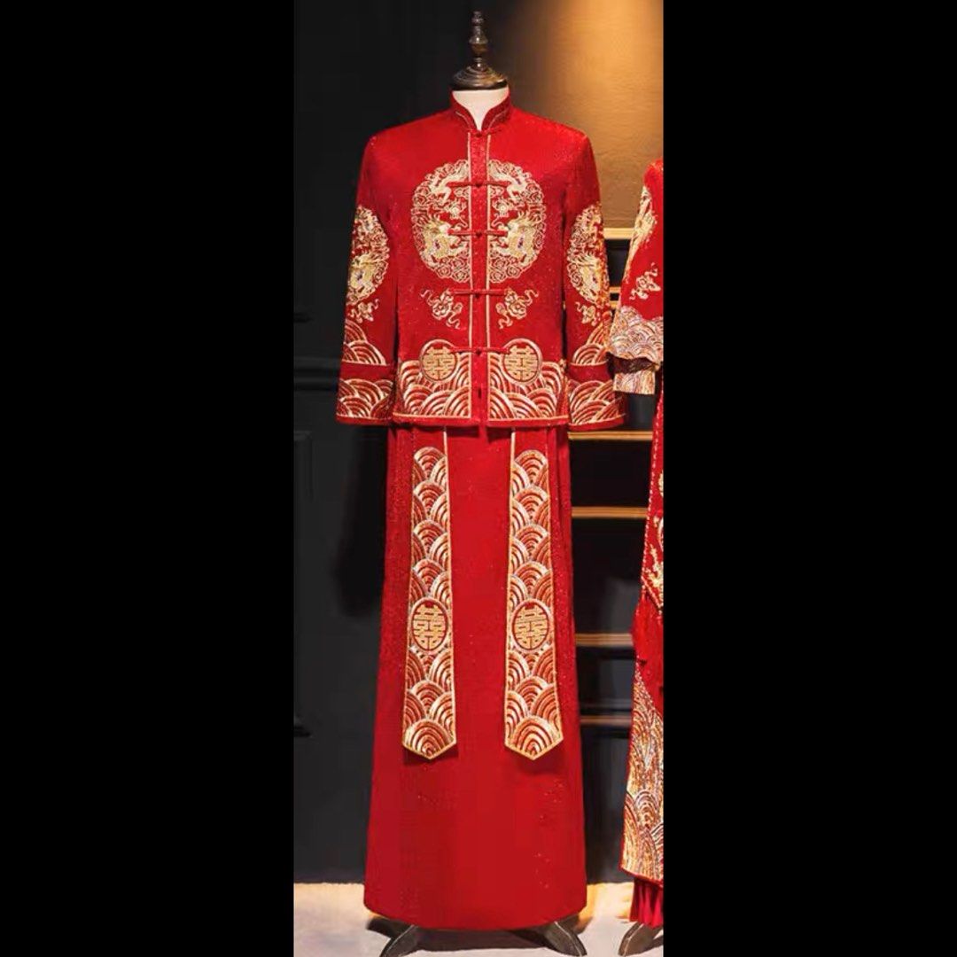 Chinese Wedding Traditional Gown Kua Xiu He Fu 秀禾服 Couple Set, Women's ...