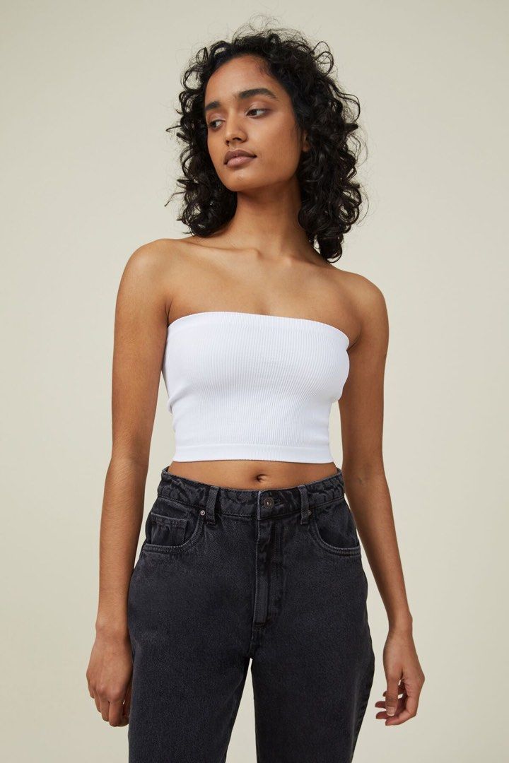 cotton on white tube top, Women's Fashion, Tops, Other Tops on Carousell