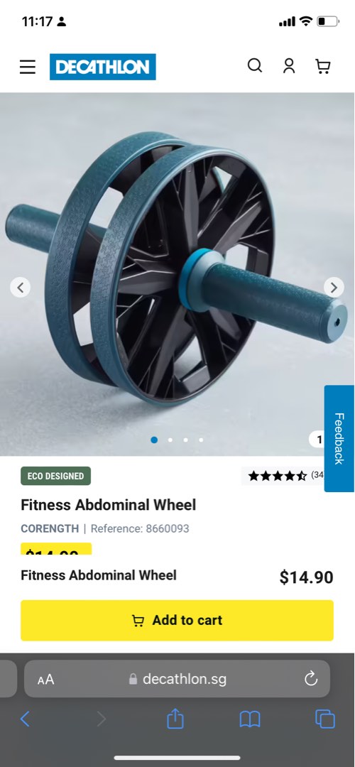 Decathlon abdominal wheel, Sports Equipment, Exercise & Fitness, Toning ...