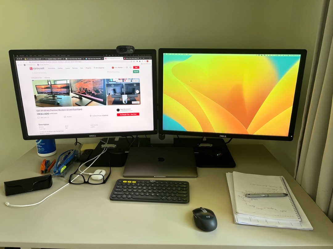 Dell UltraSharp 24 inch Monitor and Dual Stand, 電腦＆科技, 電腦周邊及配件, 電子屏幕 ...
