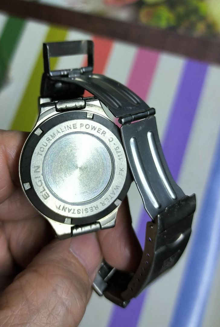 Elgin Titanium Solar Drive shell pearl luminous diamonds, Men's Fashion ...