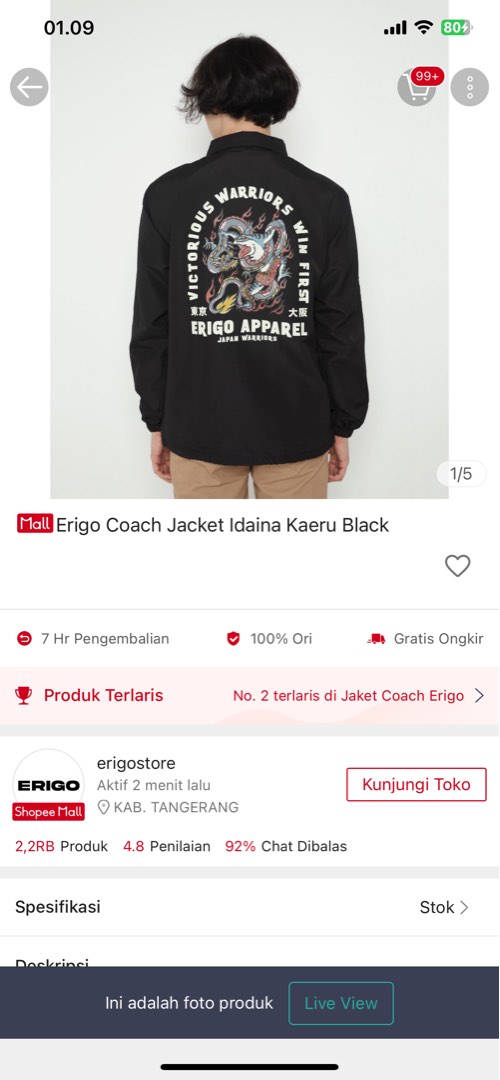erigo jacket, Fesyen Pria, Pakaian , Baju Luaran di Carousell
