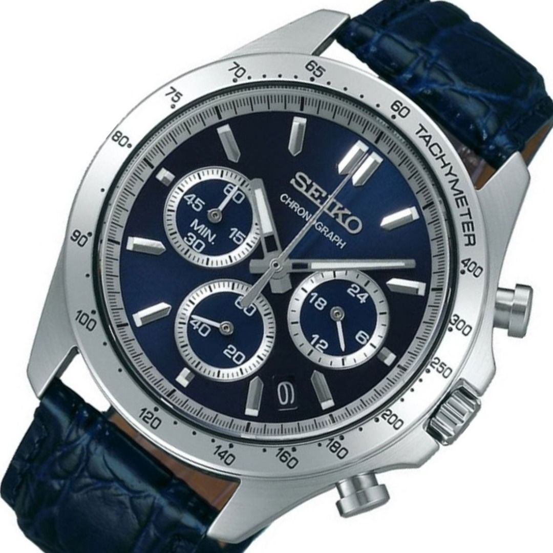 Genuine Seiko Spirit SBTR019 Blue Leather JDM Selection Chronograph ...