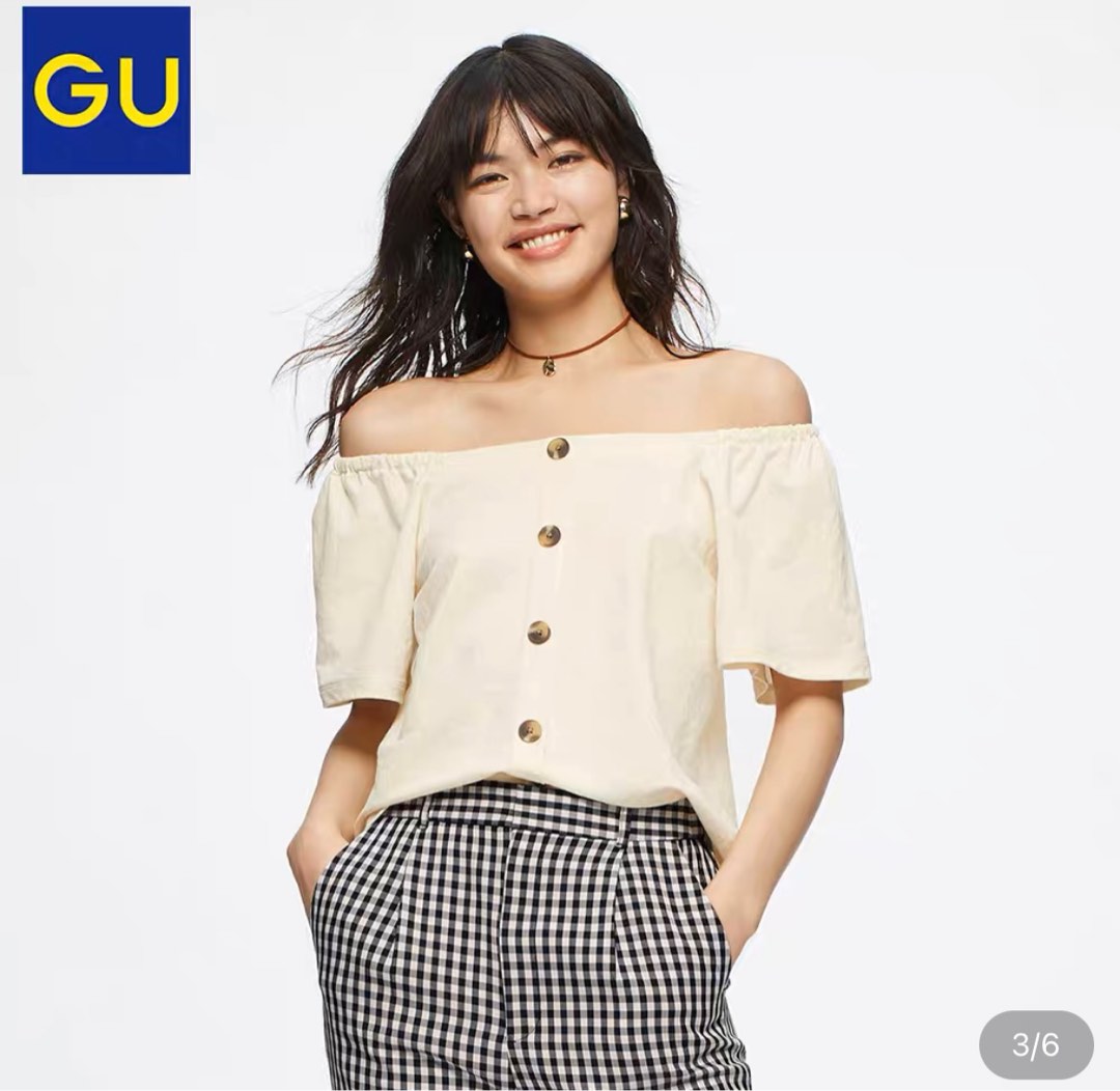 GU Off shoulder white blouse, Women's Fashion, Tops, Blouses on Carousell
