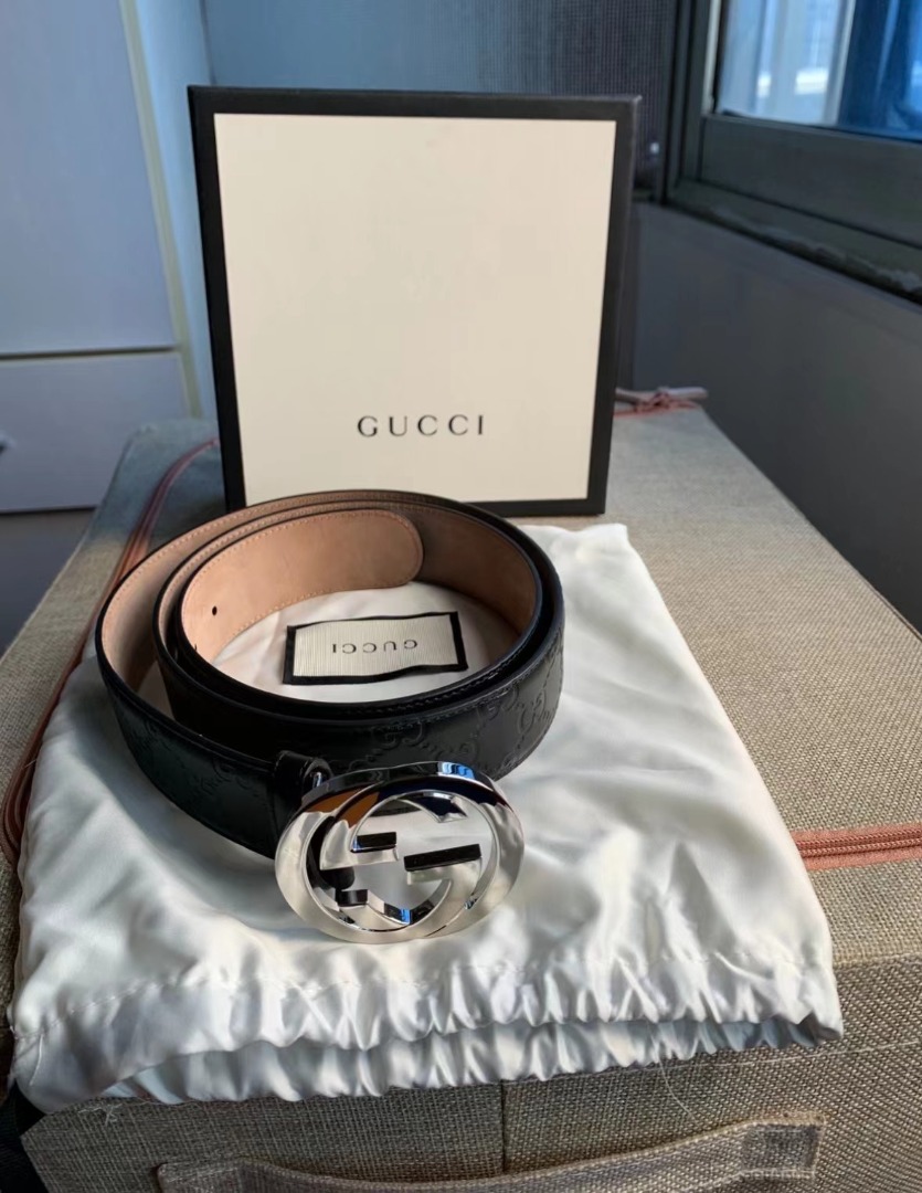 Gucci belt printed black men's style, Men's Fashion, Watches ...