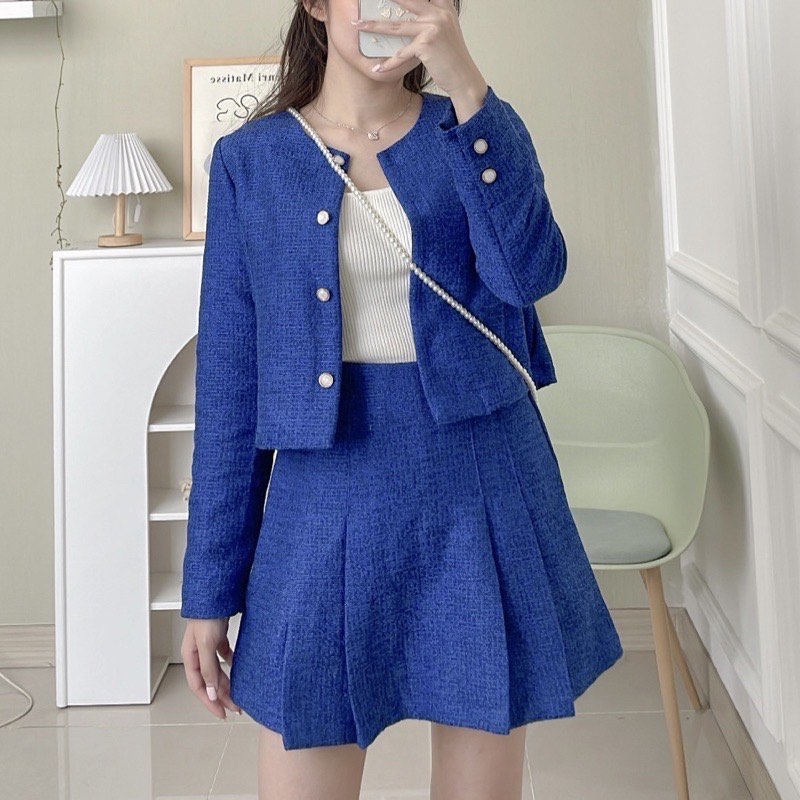 HER APPAREL - 담비 DAM-BI SET | KOREAN TWEED SET, Fesyen Wanita, Pakaian ...