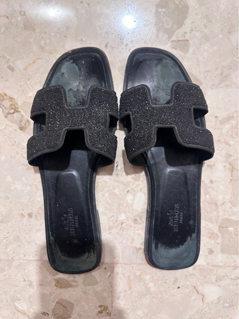Hermes Oran Black Crystal, Luxury, Sneakers & Footwear on Carousell