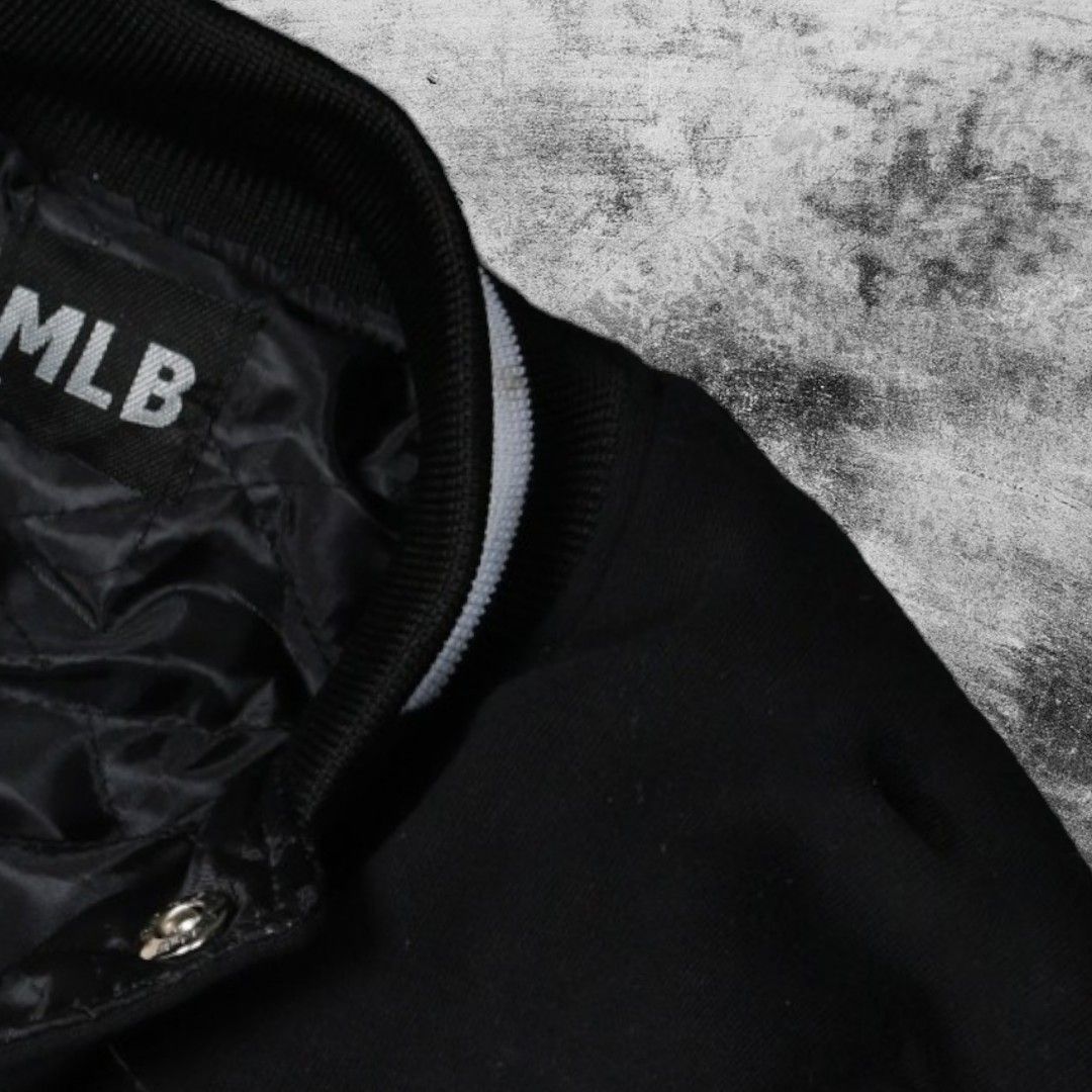 Jaket Varsity MLB New York Yankees 03 Leather Sleeve Hitam, Fesyen Pria ...