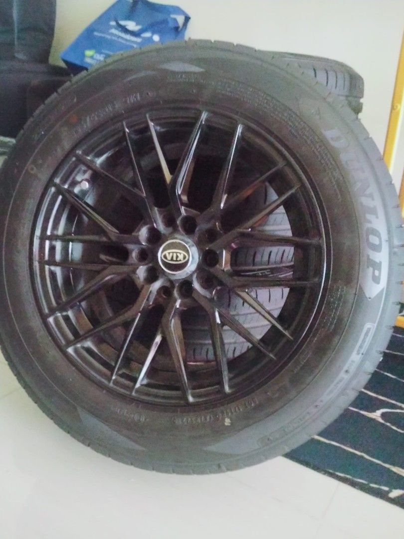 Kia Rims with Dunlop Tyre-, Car Accessories, Tyres & Rims on Carousell