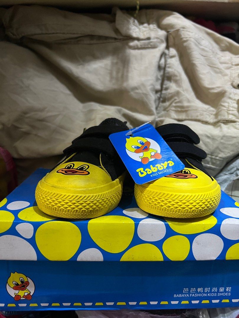Black and yellow duck design shoes for kids on Carousell