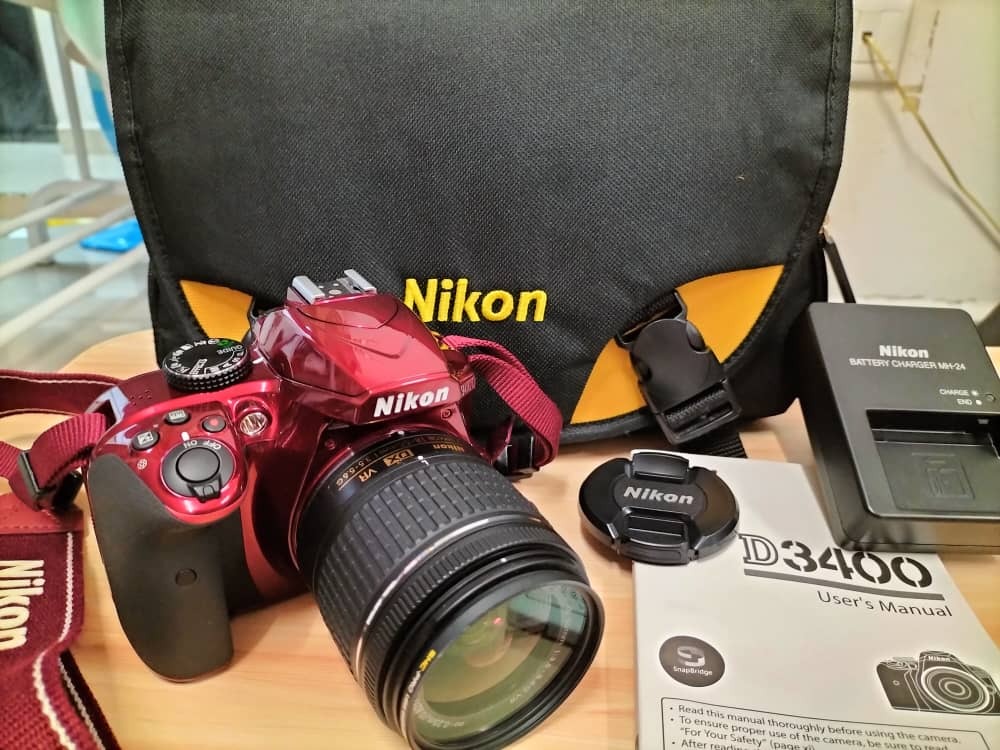 Limited Edition Red Nikon D3400 Camera Full Set, Photography, Cameras ...