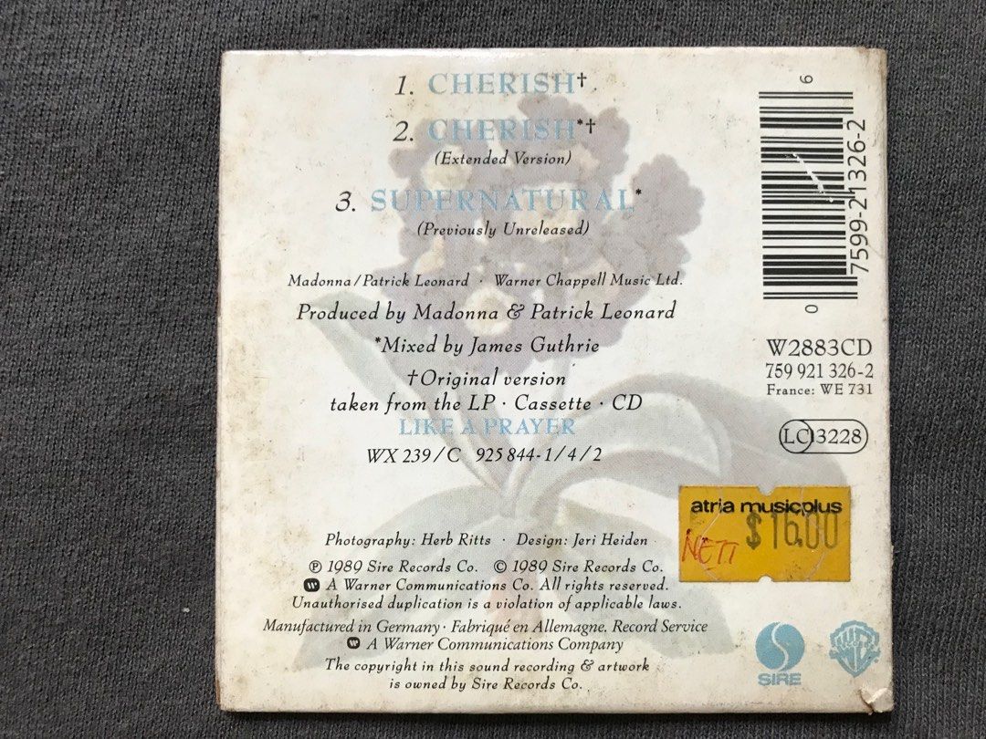 MADONNA - CHERISH ( 3 Inch CD Single ), Hobbies & Toys, Music & Media ...