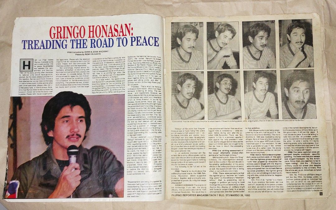 March 28, 1993 Reporter Gringo Honasan Cover Collectible Political ...