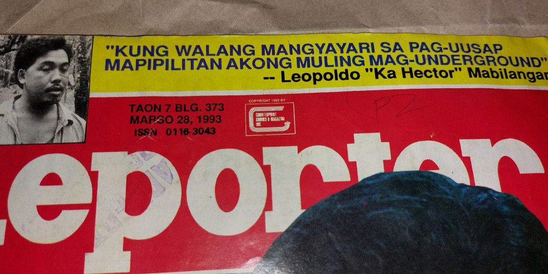 March 28, 1993 Reporter Gringo Honasan Cover Collectible Political ...