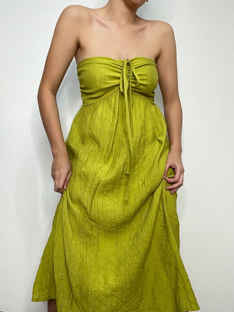 MARIE COCO Puke green tube dress / maxi skirt on Carousell
