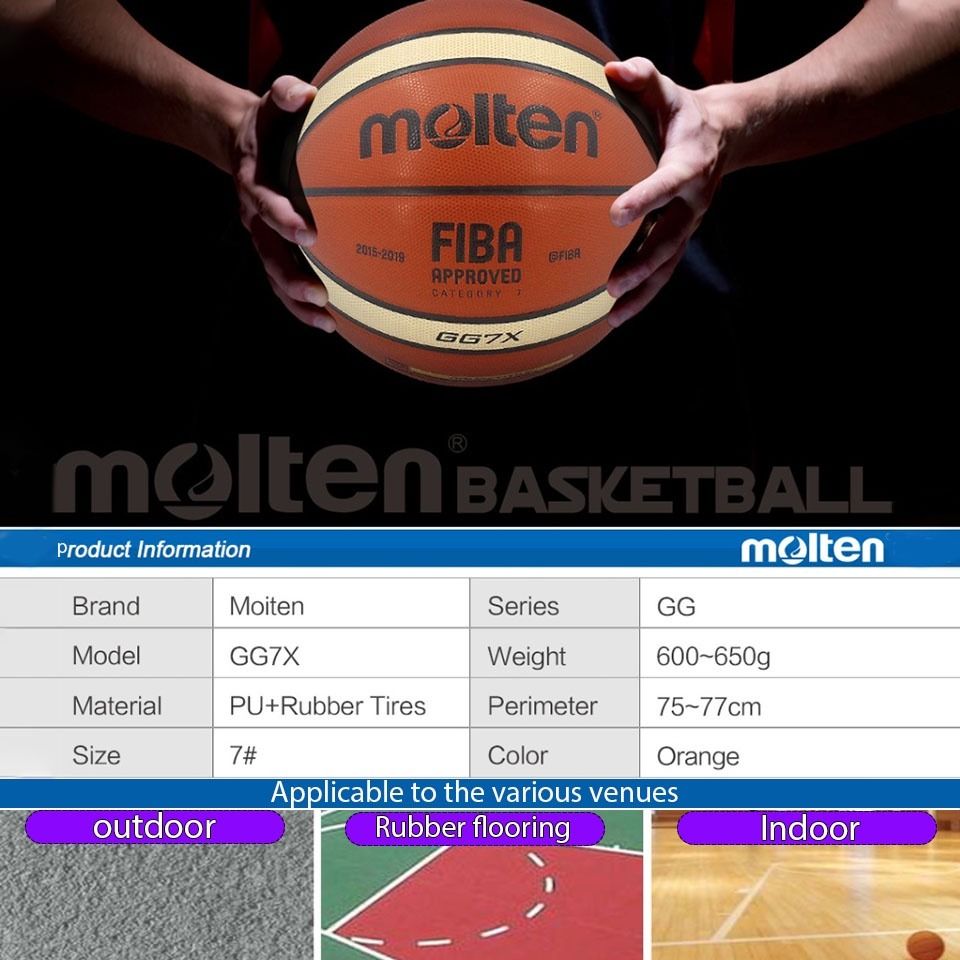 MOLTEN Basketball FIBA GG7X Size 7 Indoor Outdoor Basketball Court ...