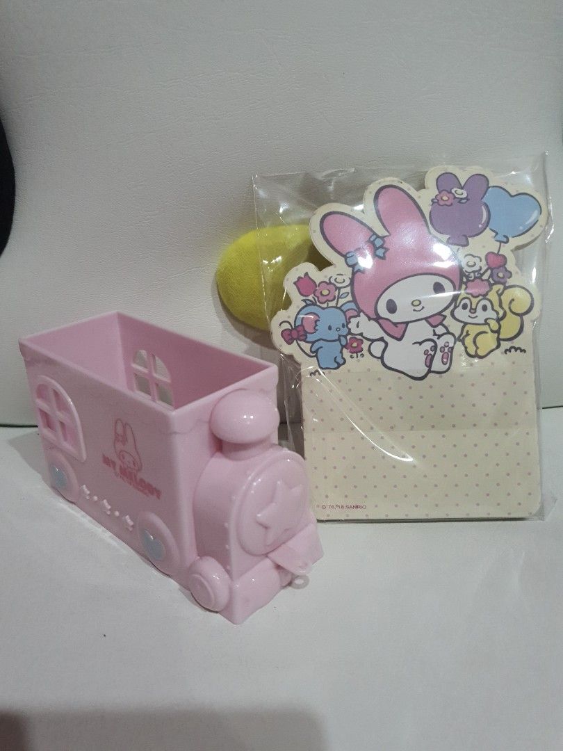 My Melody Die-Cut Memo Pad on Train Stationery Stand on Carousell