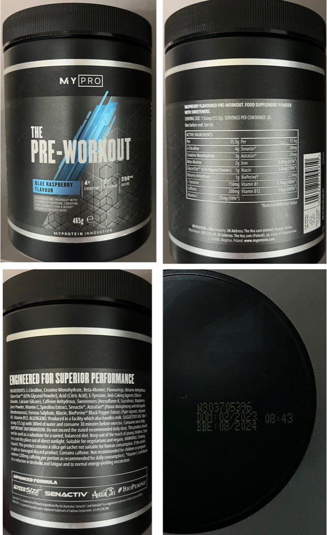 MyProtein Pro Pre-Workout - 30 servings, Health & Nutrition, Health Supplements, Sports ...