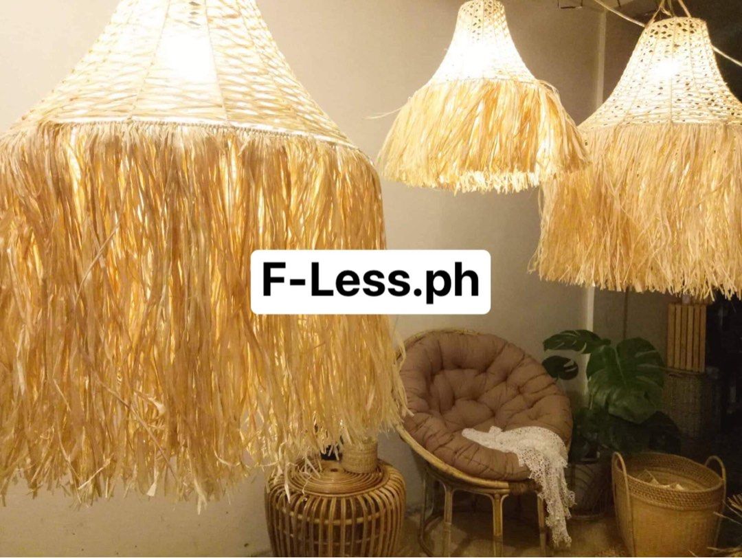 Native Rattan / Raffia Pendant Light on Carousell