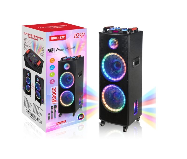NDR 1222 12" Portable 2000W home theatre system bass sound wireless ...