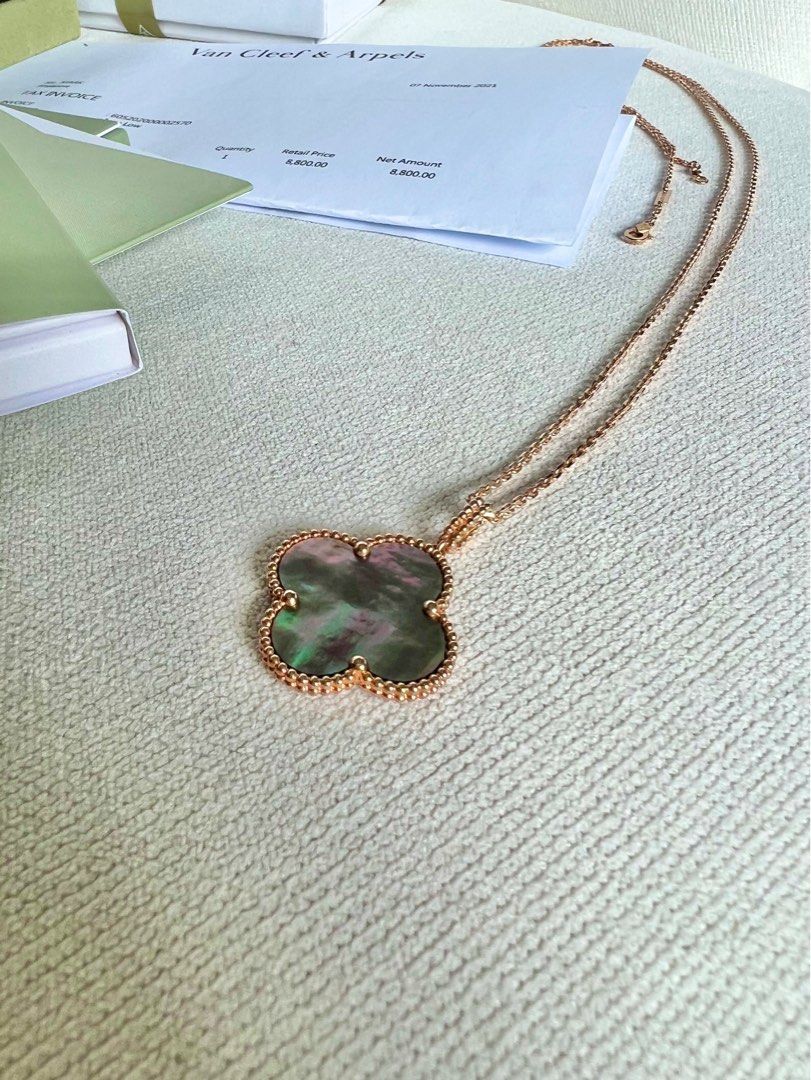 AUTHENTIC VAN CLEEF AND ARPELS GREY MOP IN ROSE GOLD WITH COPY ...