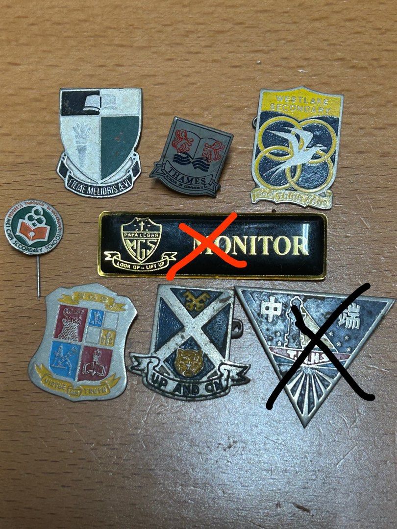 Old Singapore school badge, $12 each RGS westlake secondary school MGS ...