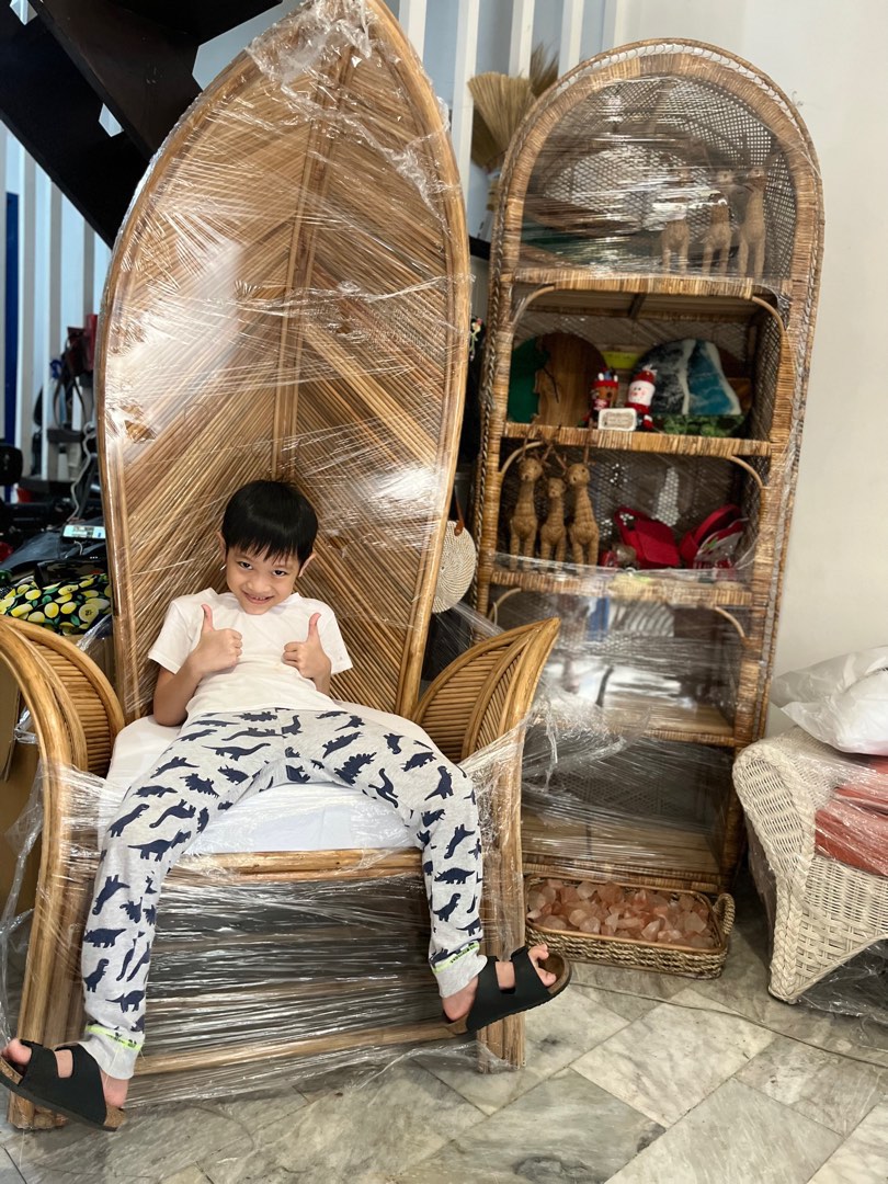 ON HAND 5ft Tall Rattan ACCENT CHAIR LEAF DESIGN, Furniture & Home ...