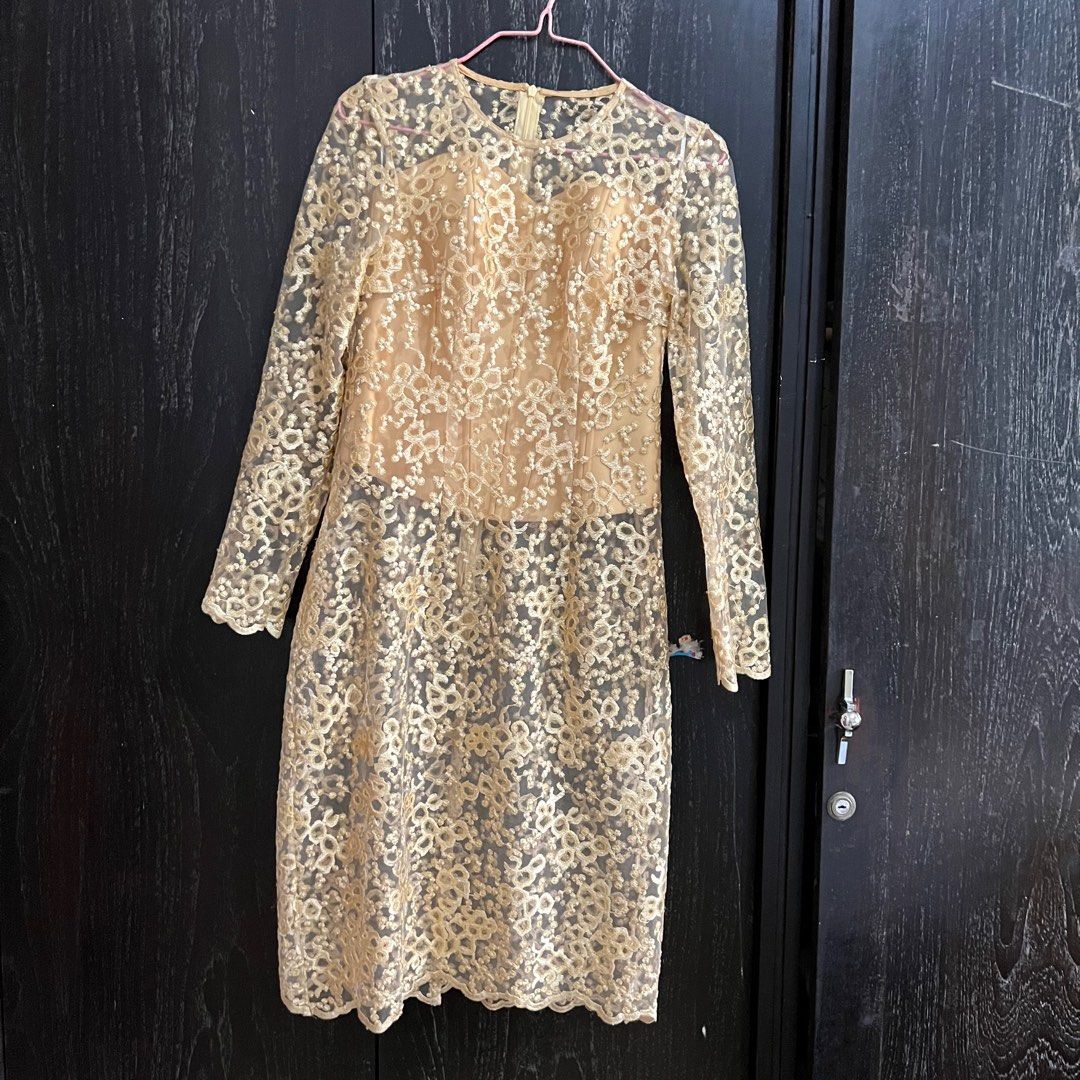 #6 Preloved Custommade Kebaya Resepsi Gold jahit di Hlaii, Fesyen ...