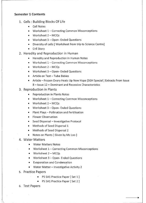 RGPS P5 Science File, notes, worksheets, Raffles Girls topical revision ...