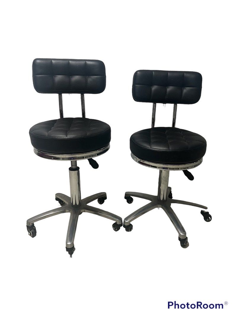 Round Stool with Castor / Wheel, Furniture & Home Living, Furniture ...