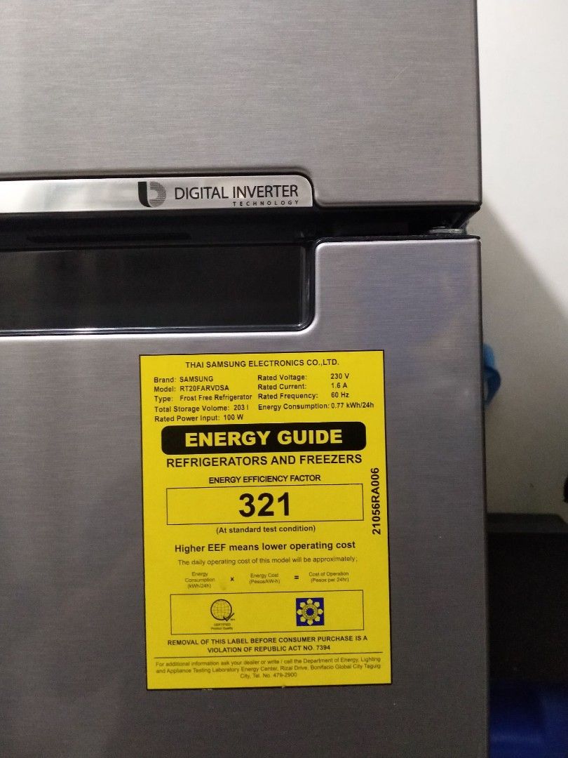 SAMSUNG REF DIGITAL INVERTER 7.4 CUFT FOR SALE, TV & Home Appliances ...