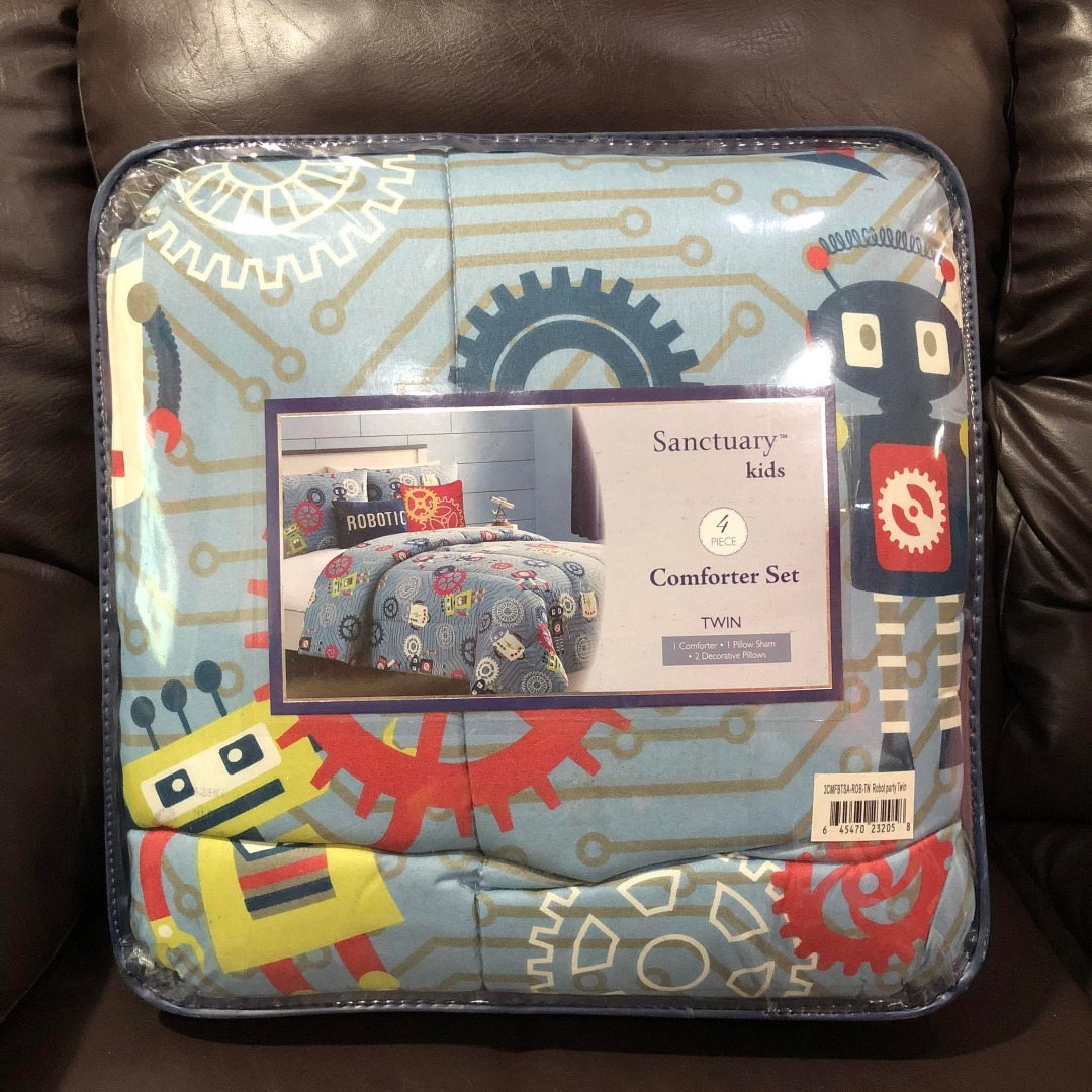 Sanctuary Kids Robot Party 4 Piece Comforter Set Twin Size, Furniture ...