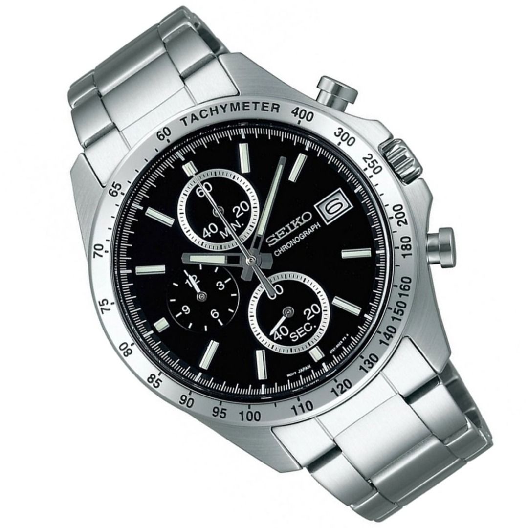 Seiko Chronograph JDM Spirit Selection SBTR005 Black Dial Analog Mens Stainless Steel Watch New ...